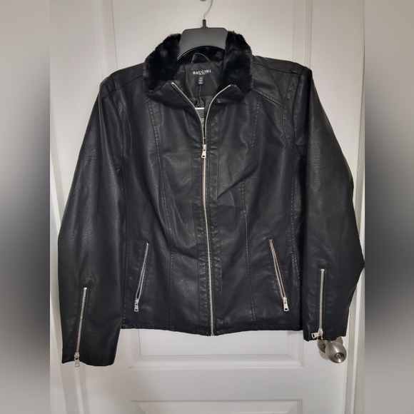 Baccini | Jackets & Coats | Baccini 2xl Fake Leather Jacket Fur Collar ...
